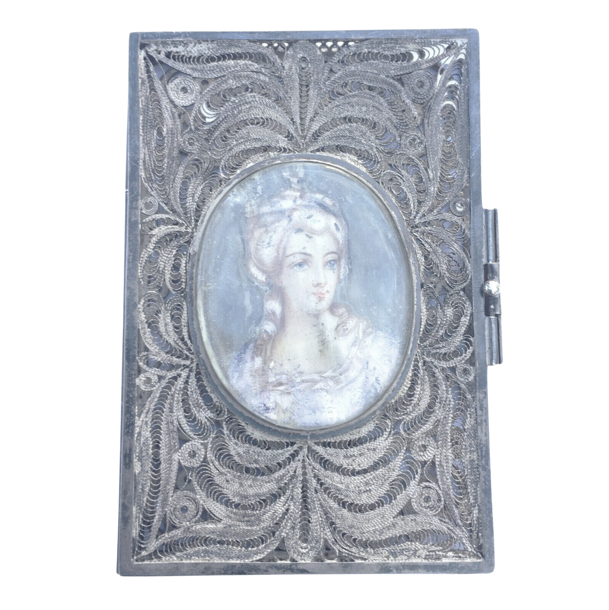 19th C. Chinese Export Filigree Calling Card Case .925+ Silver w/ MOP ...