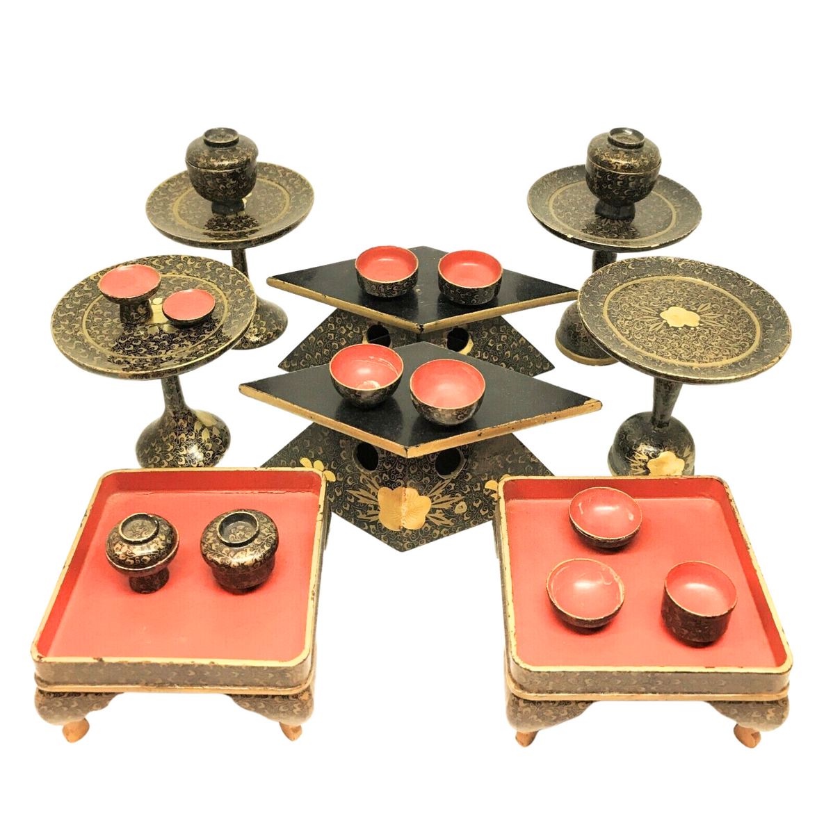 Meiji Period 1868-1912 Japanese Child's Lacquerware Tea Set Hina Doll ...