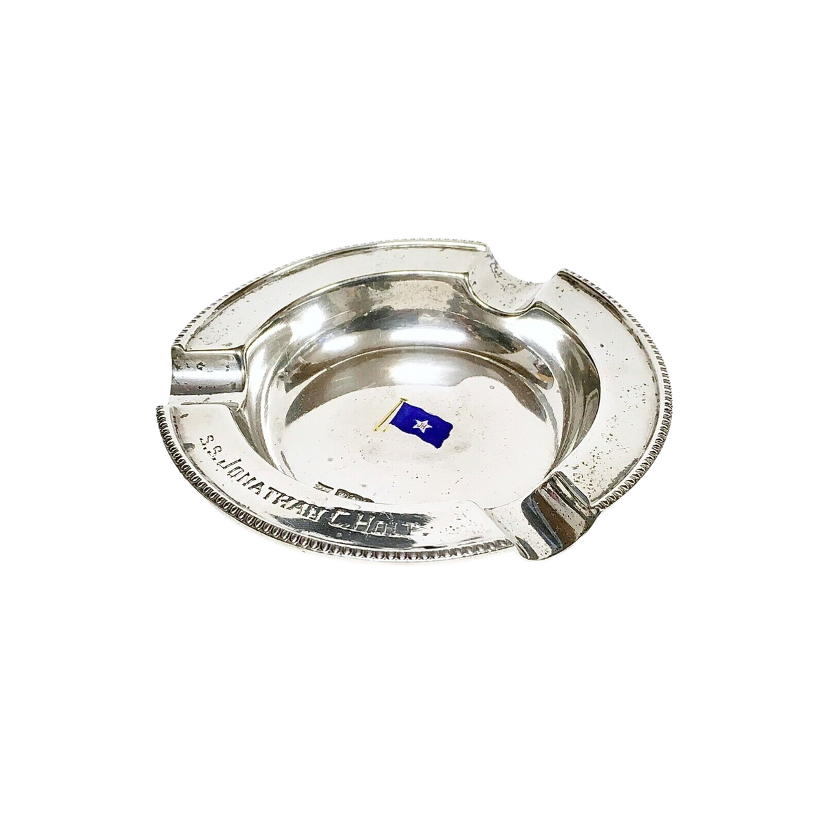 S.S. Jonathan C. Holt Sterling Silver Walker & Hall Ashtray, Sunk 1940 ...