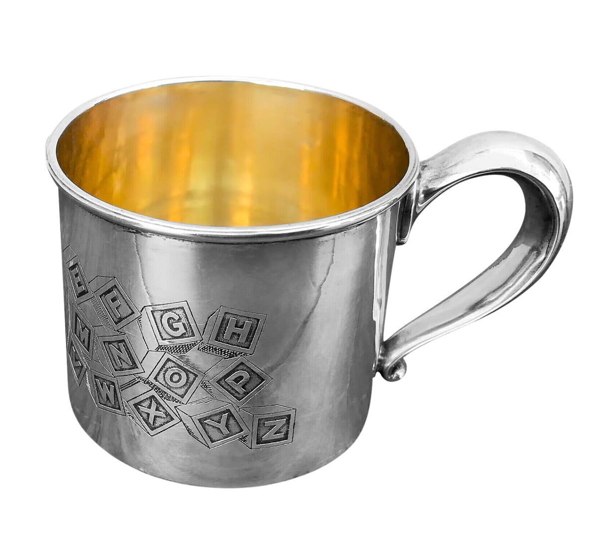 19th c. Child's Sterling Alphabet Cup, 1895 mark, Nice 71.3g – Mission ...