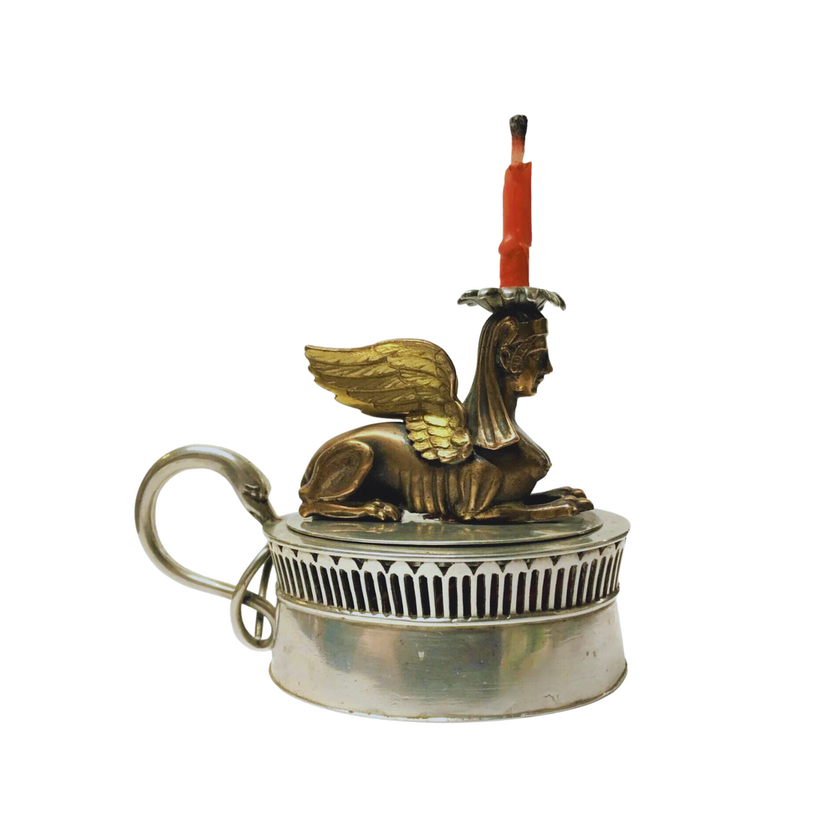 Late 18th c. Rare French Gilt Silver & Bronze Sphinx Wax Jack, Bougie ...