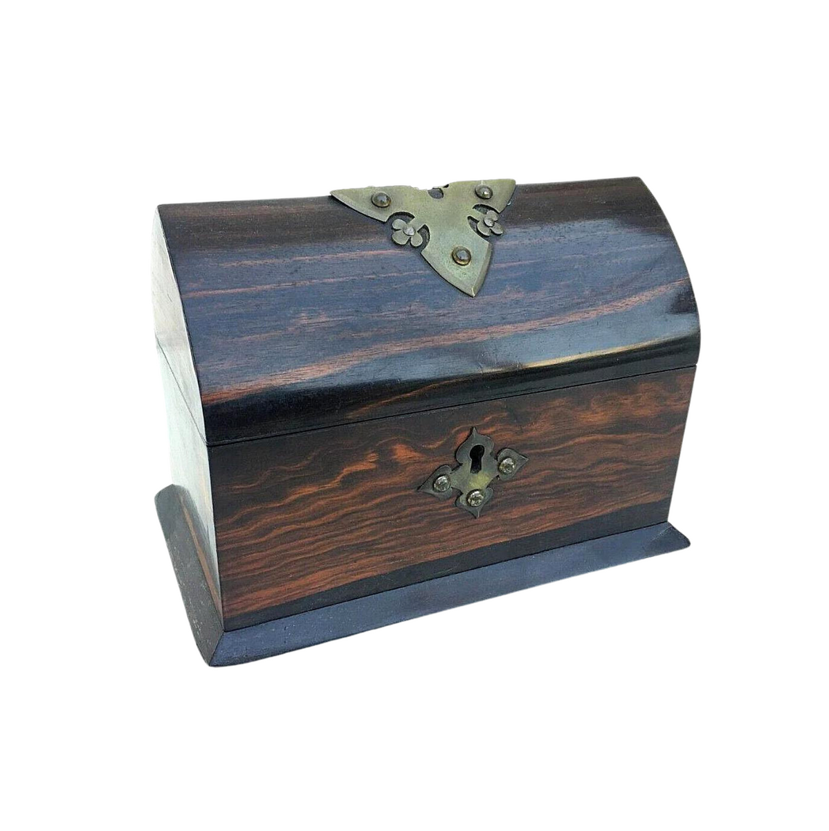 19th Century Coromandel Wood Letterbox, Gothic, Brass mounts w/ orig ...