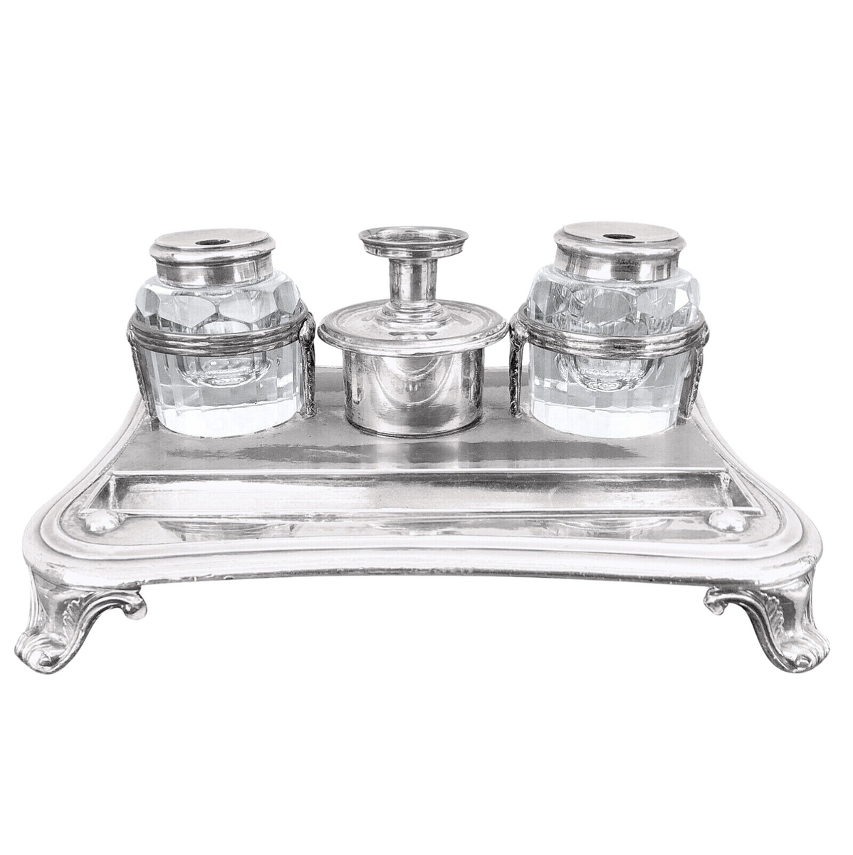 C.1800 -1810 Sheffield Silver Plate Double Inkwell Standard, England ...