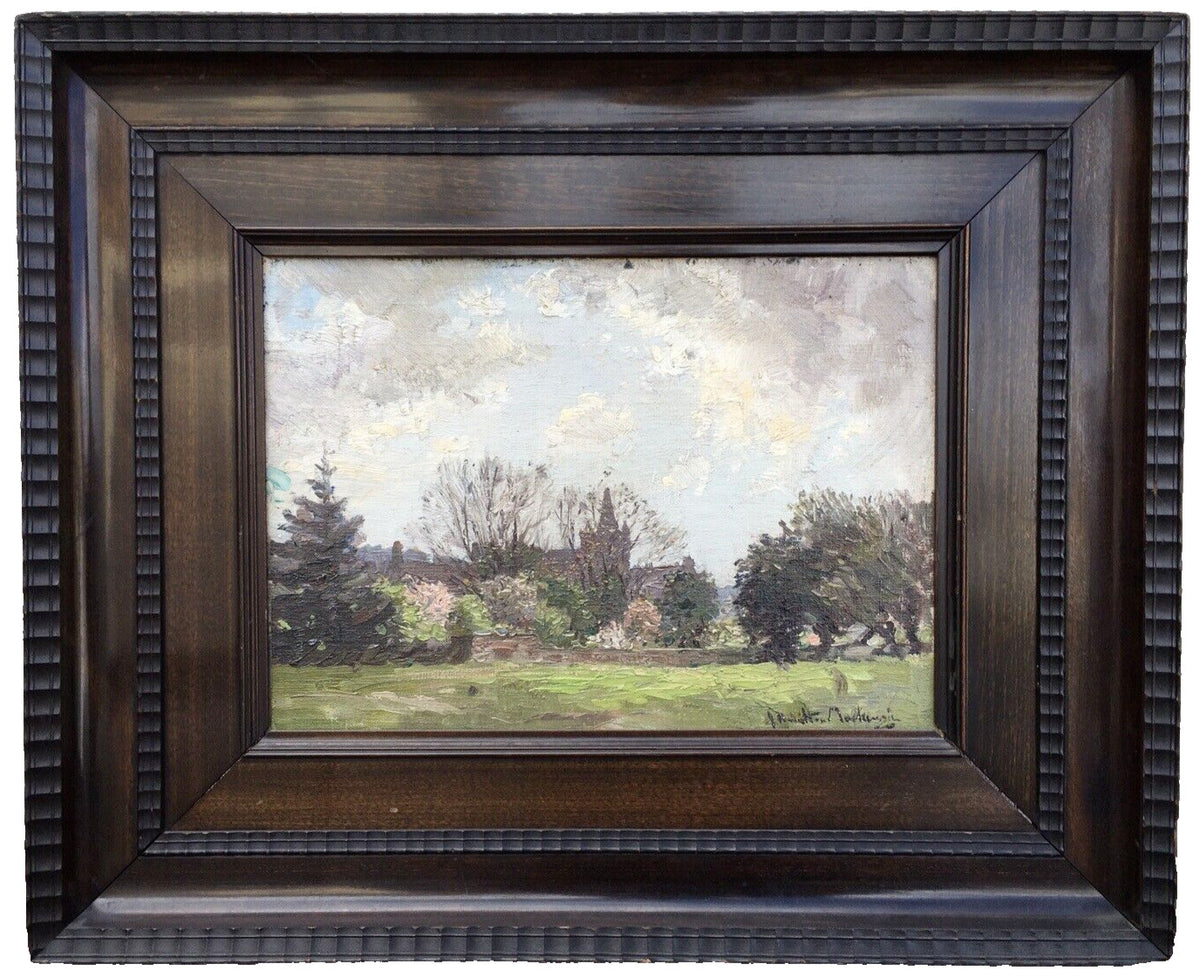 19th c. James Hamilton Mackenzie Framed Oil on Board Scotland Castle L ...