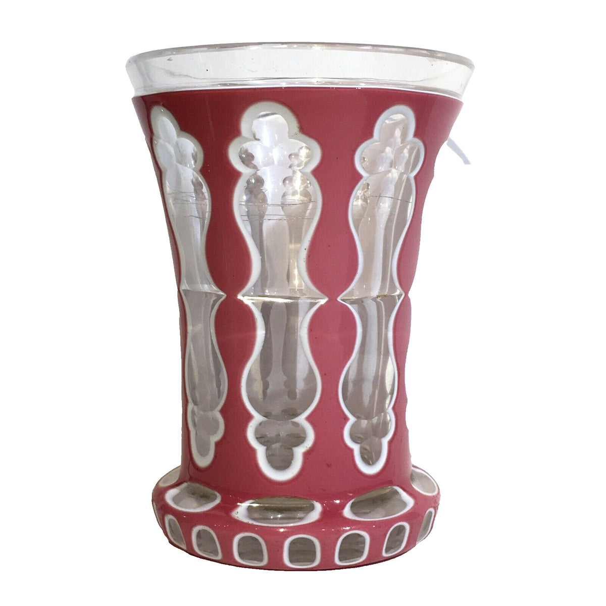 19th century Moser Cranberry Pink & white cut to clear Spa Glass ...