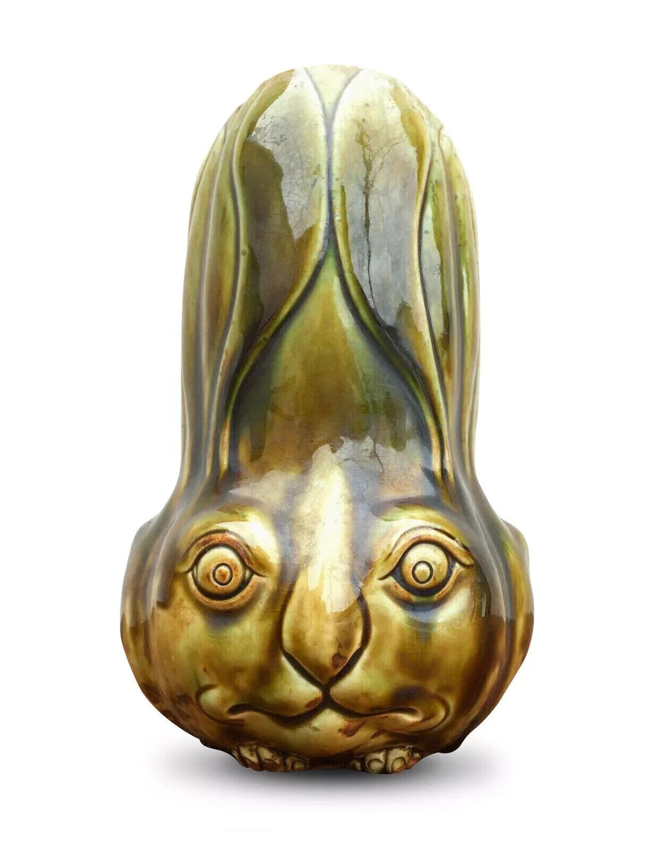 Japanese Rabbit Vase 3 face, c. 1900s, Stoneware, SIGNED, RARE, Tall 8 ...
