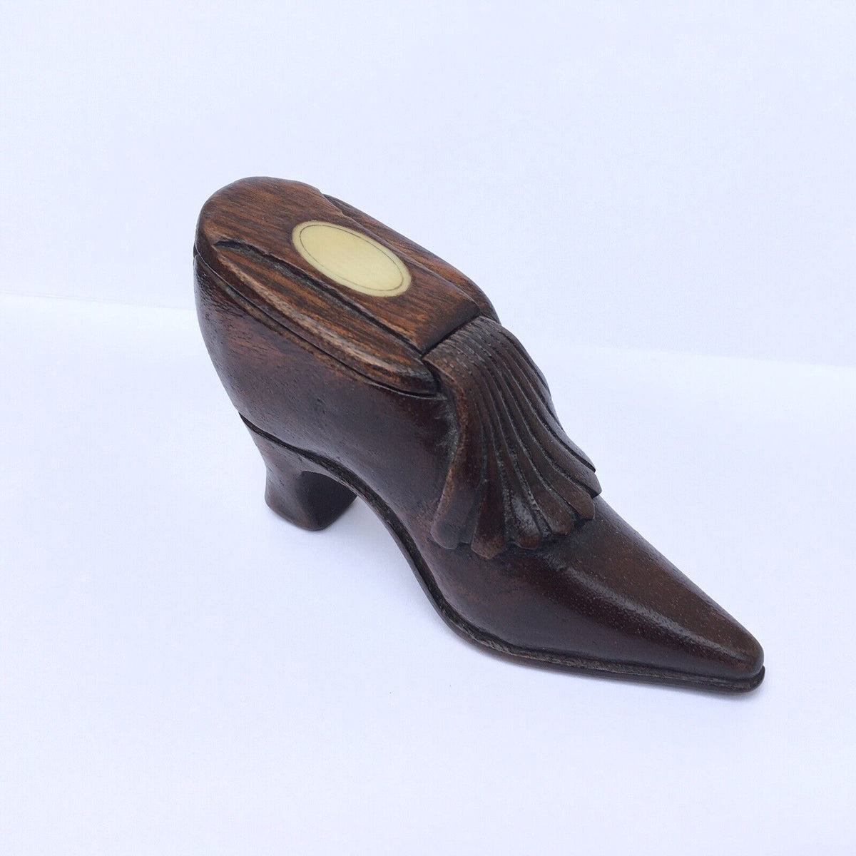 Lt 18th c. / ea. 19th c. Carved Wooden Shoe Form Carved Snuff Box W/ S ...