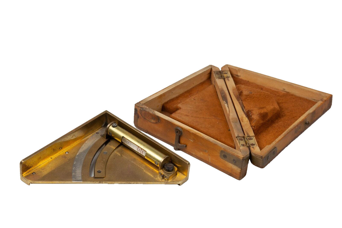 19th C. Bronze Gunners Quadrant / Clinometer with Original Suede Lined ...