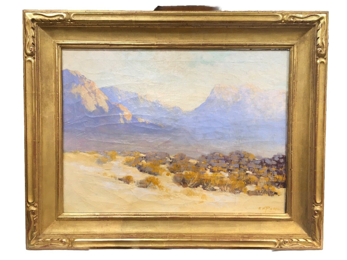 E. H Pohl California Desert Landscape Oil with view of the Mountains g ...