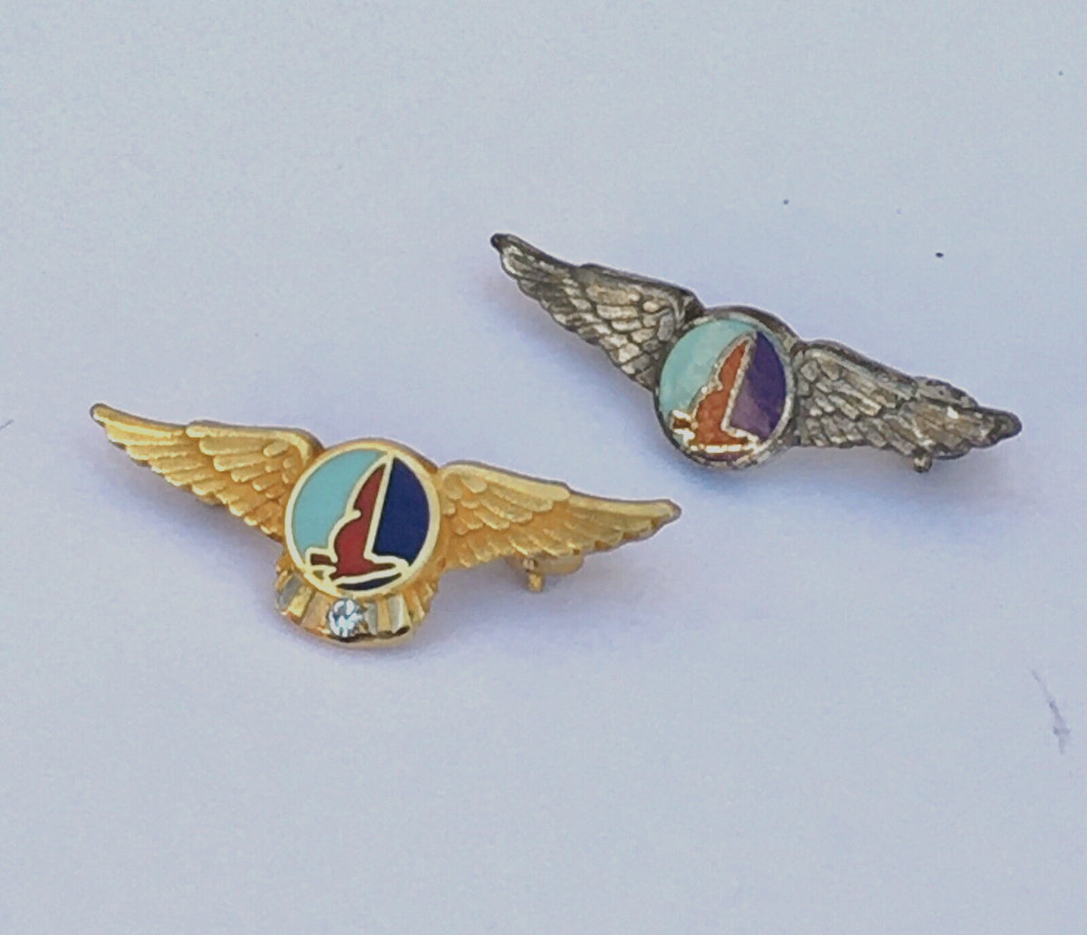 Eastern Airlines Wing Pins, 10K Gold & Diamond + Sterling Silver EAL S ...
