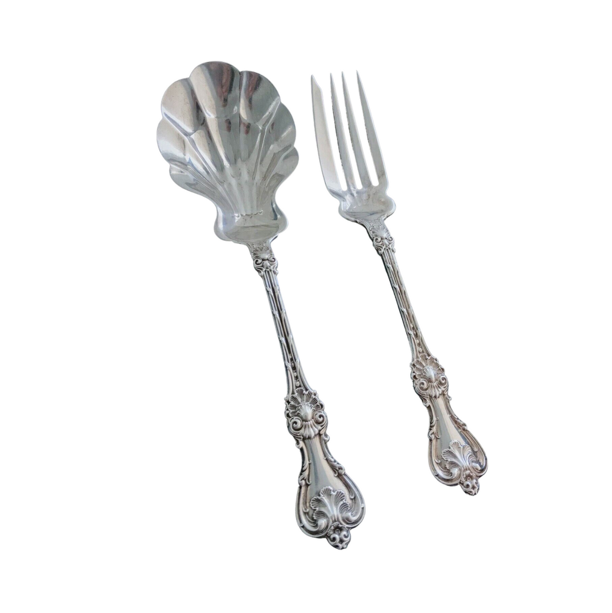 Whiting Co Sterling Silver King Edward Fluted Spoon & Cold Meat Fork ...