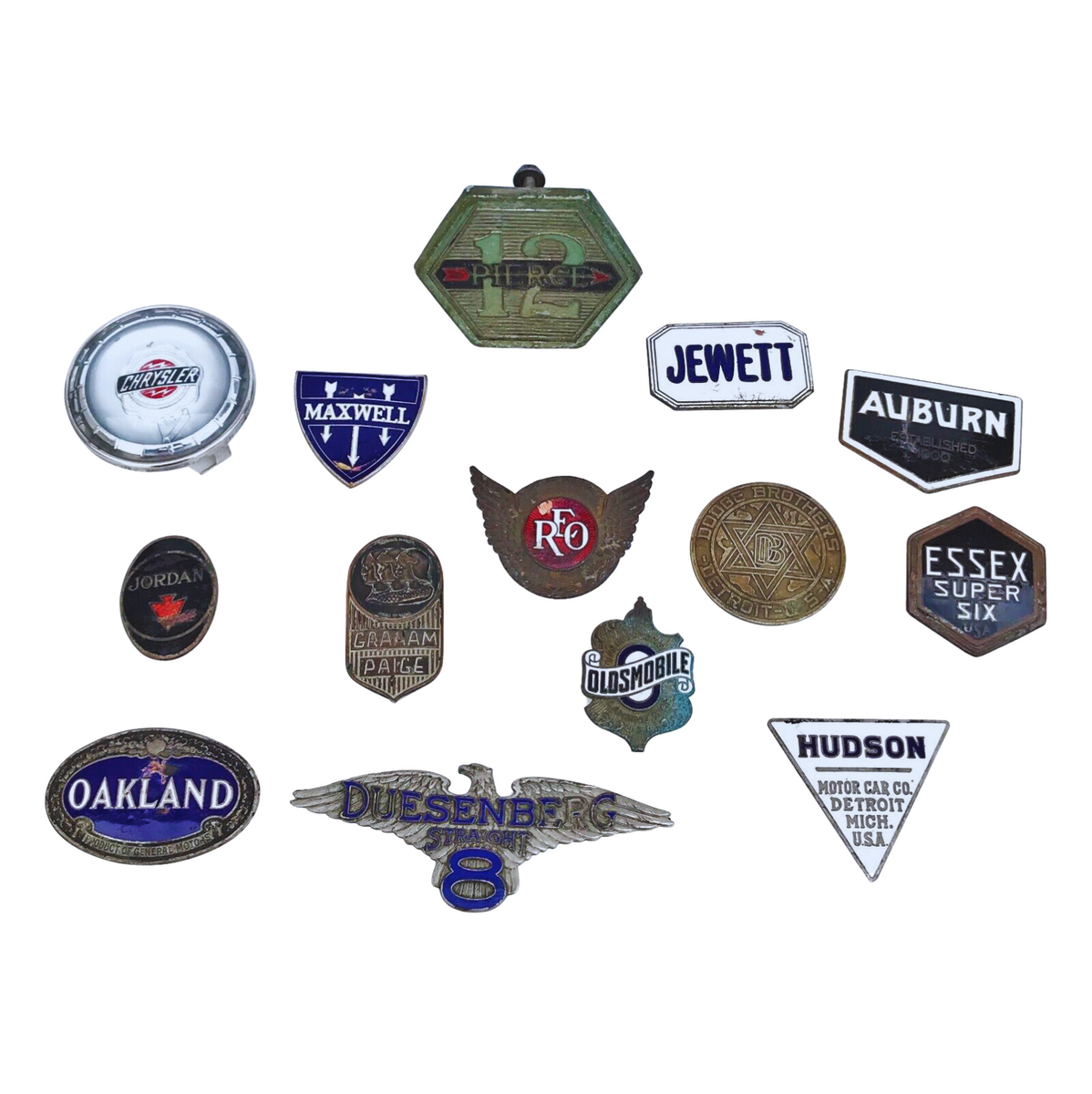 Rare Cars Lot of 14 Early 1900's Car Badges and Chrysler Horn Button ...