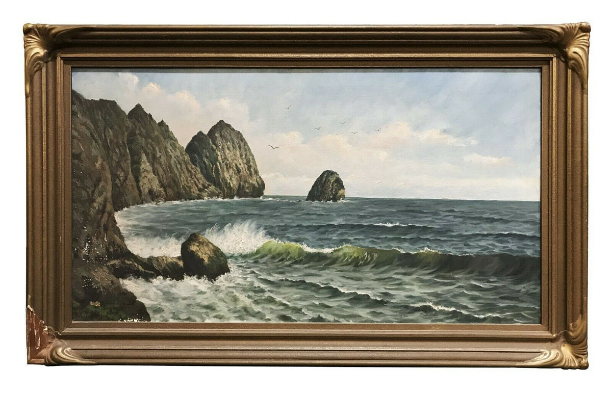 Alver Regli Early 20th Century Oil on Canvas Seascape Painting, Califo ...