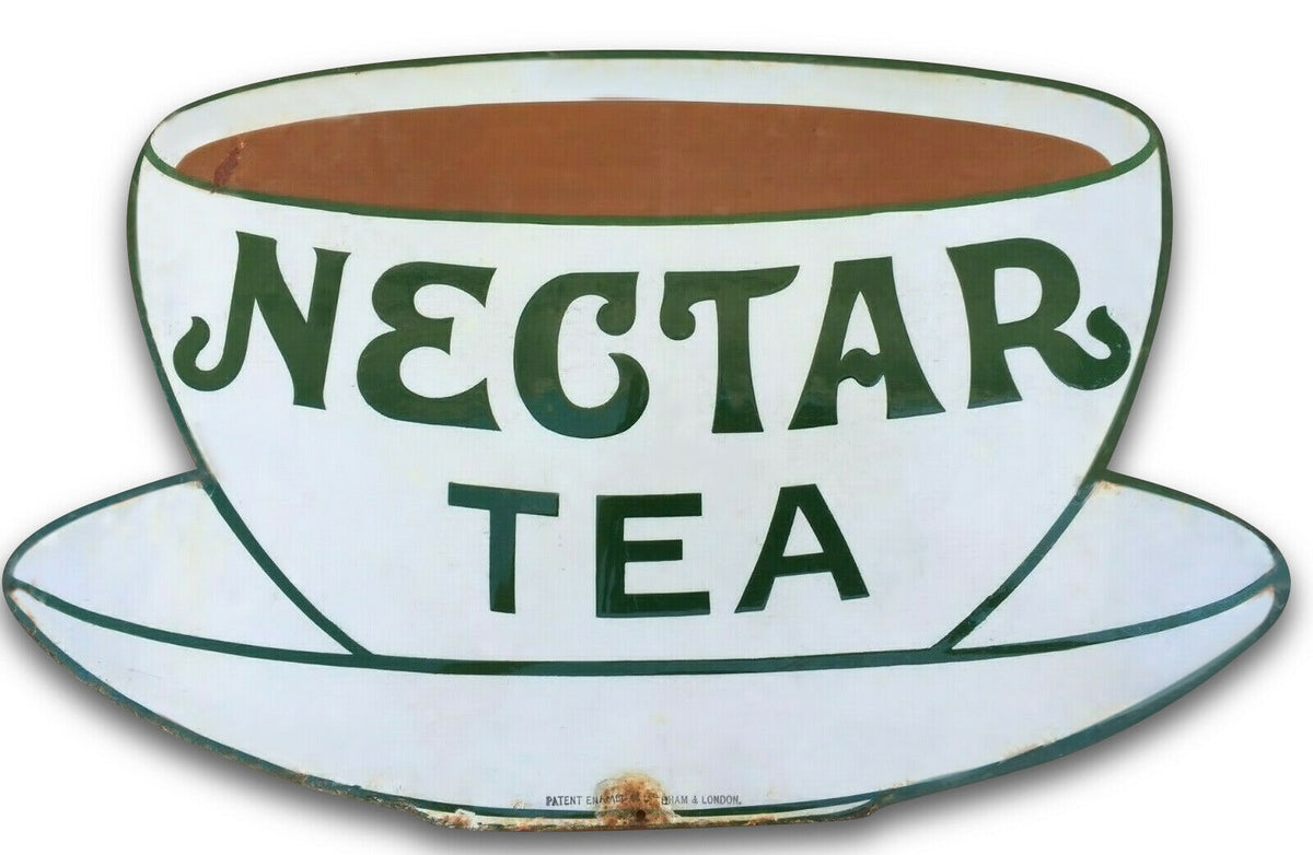 Antique 1920's-30's NECTAR TEA Enamel Sign on Metal Patented Enamel Co ...