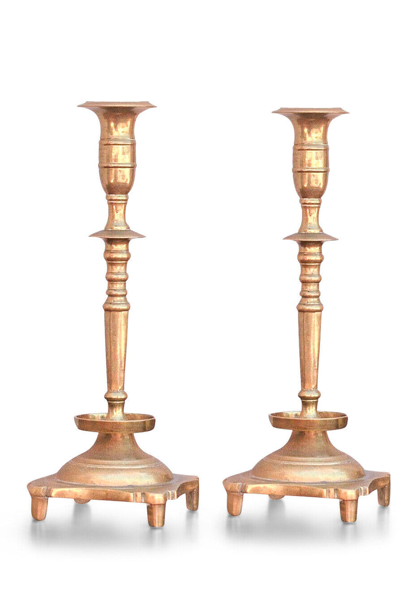 19th Century Antique Russian Heavy Brass Pair of Candlesticks Czarist ...
