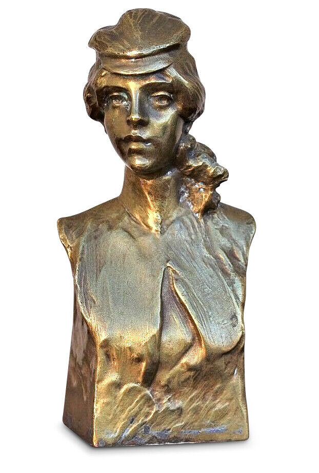 Woman Bronze Bust 7 in. Austrian Art Nouveau, Adolf Josef Pohl 1872-19 ...