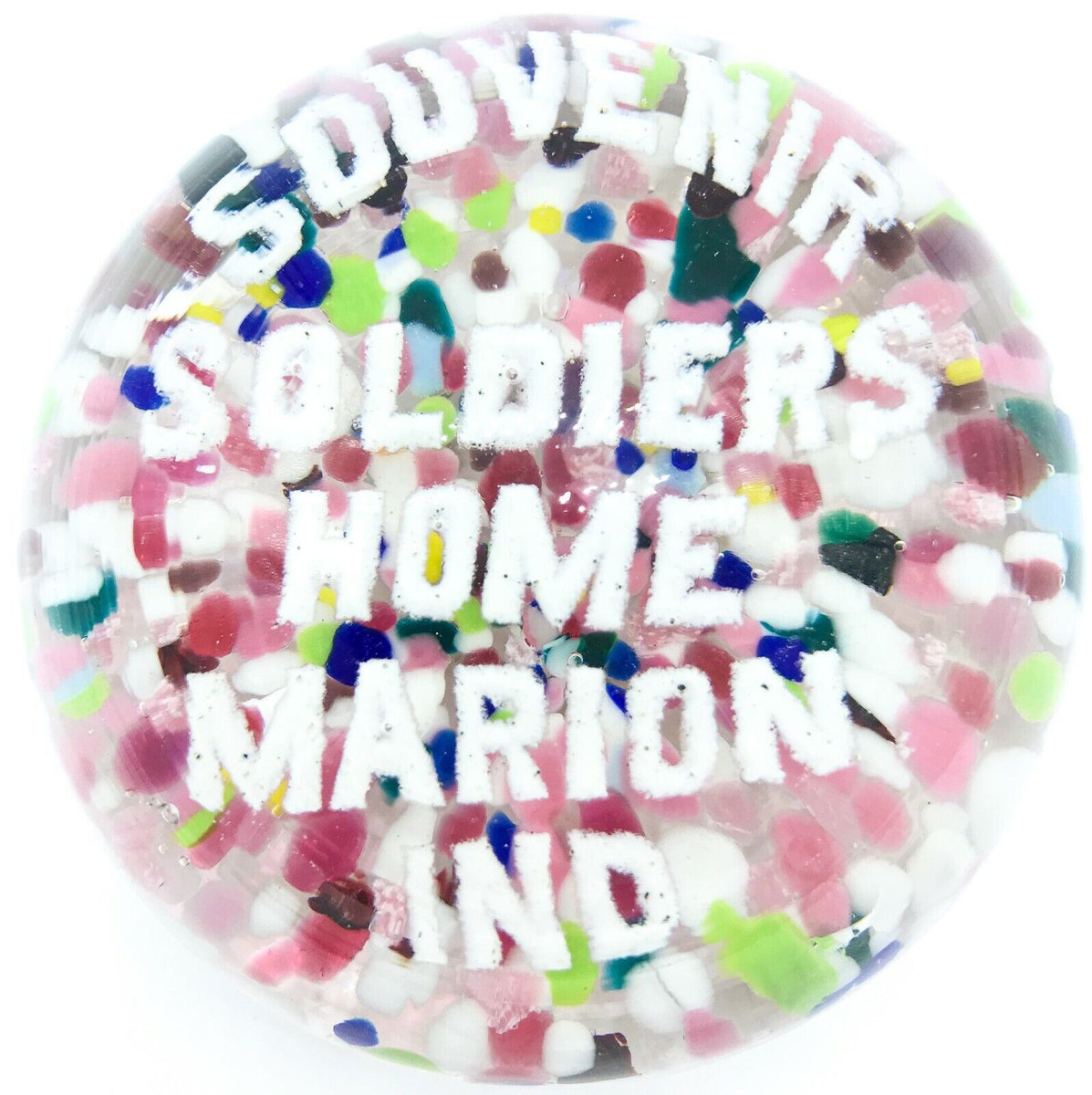 Antique C. 1900 Souvenir Glass Paper Weight, from Soldiers Home Marion ...